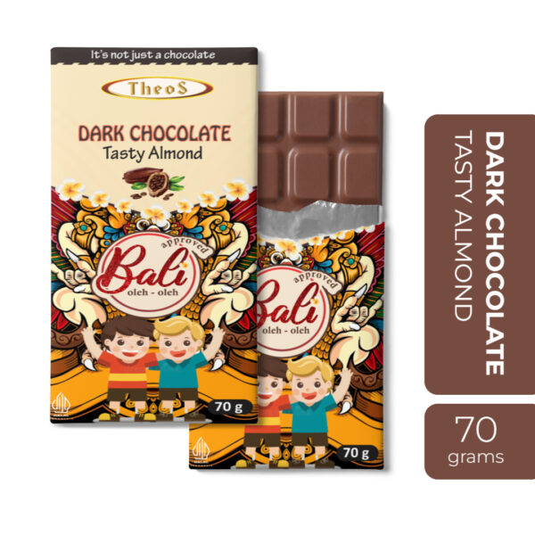 Dark Chocolate 70G - Tasty Almond - Coklat Theos